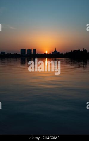 Summer Sunset Over Bucharest City Skyline In Romania Stock Photo - Alamy