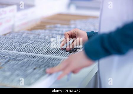 Sample storage and sorting in a histology laboratory, Freiburg, Baden ...