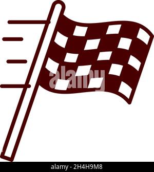 Checkered flag waving on pole, signaling the end of a race Stock Vector ...