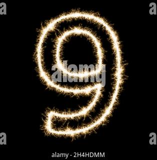 Fire alphabet number 9 nine isolated on black background Stock Photo ...