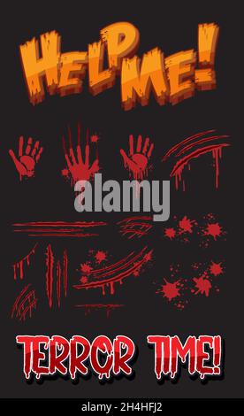 Serial killer text design with bloody handprint illustration Stock ...