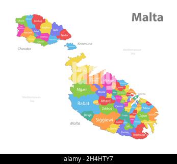 Malta political map of administrative divisions Stock Vector Image ...