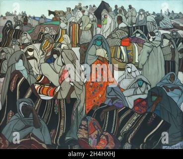 Moroccan rural carpet market (souk) depicted in the painting 'Carpet ...