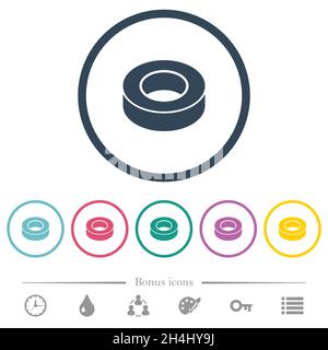 Insulating tape flat color icons in round outlines. 6 bonus icons ...