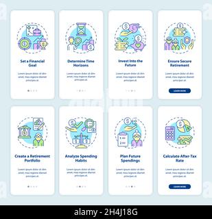 Retirement fund plan onboarding mobile app page screen Stock Vector ...