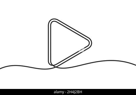 Play button one line background. One continuous line drawing of play ...