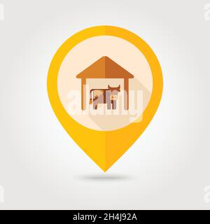 Cowshed pin map icon. Farm animal Map pointer. Map marker. Graph symbol ...