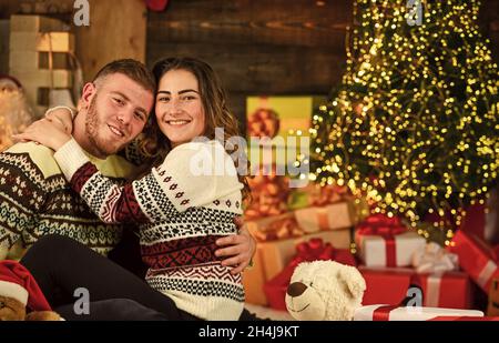 Christmas magic. holiday gifts for beloved. spend new year together ...