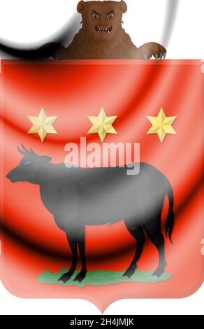 3D Flag of Edam-Volendam (North Holland), Netherlands. 3D Illustration ...