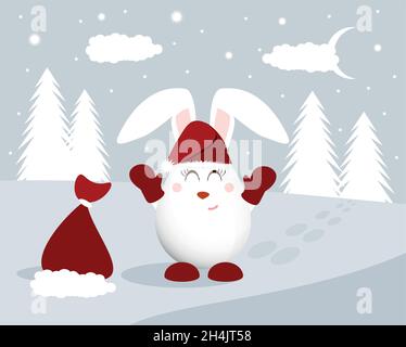 winter landscape with hat scene christmas vector illustration design ...