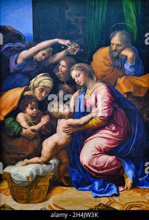 France, Paris, Louvre museum, The Holy Family of François I, Raphael ...
