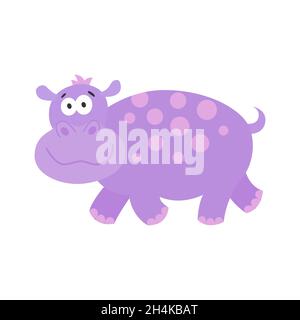 Cartoon behemoth for kids. Illustration of hippo for children. Flat ...