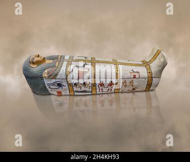Egyptian sarcophagus of the lady Madja. The tomb was discovered in a ...