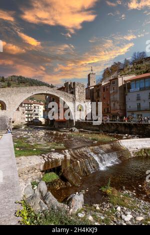 Ancient medieval town of Camprodon in Gerona, Spain Stock Photo - Alamy