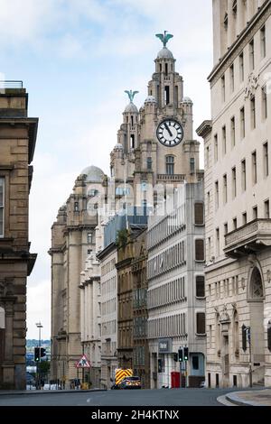 Liverpool Liver Building and high rise new buildings viewed from ...