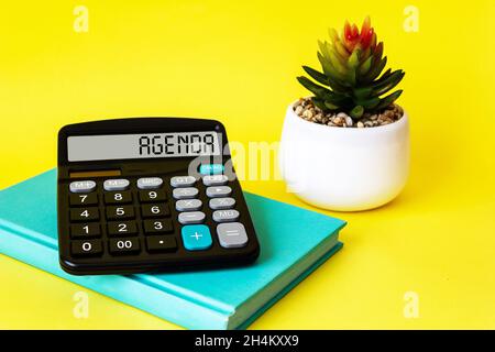 Agenda word on yellow background with copy space for text Stock Photo ...