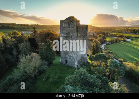 Aerial view of Conna Castle at sunset in county Cork, Ireland Stock ...