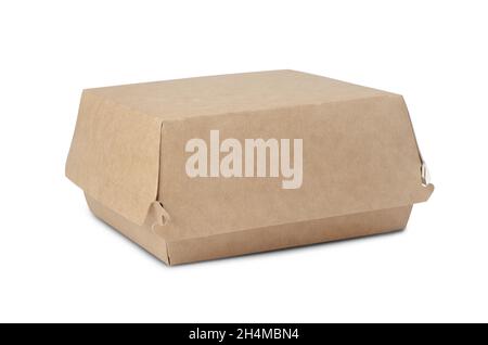 Blank white burger box mockup, isolated, side view, 3d rendering. Empty ...