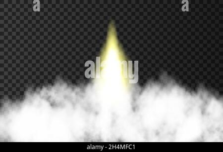 Comet burst flare and rocket or missile engine trail. Spaceship launch ...