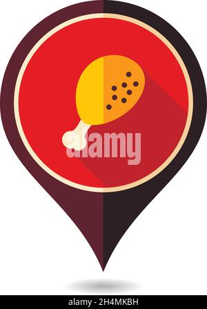 Meat leg pin map icon. Farm animal Map pointer. Map marker. Graph ...