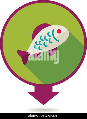 Fish pin map icon. Farm animal Map pointer. Map marker. Graph symbol ...