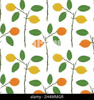 Decorative background with citrus plant parts, seamless pattern Stock ...
