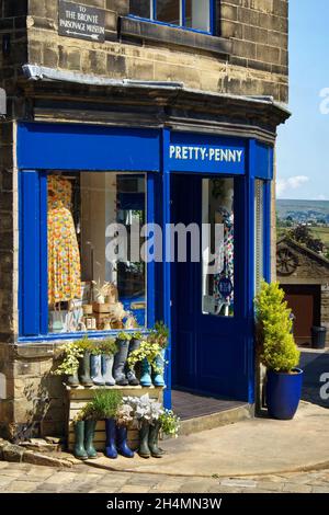 Haworth, West Yorkshire, UK. Pretty Penny - a shop at the top of Main ...