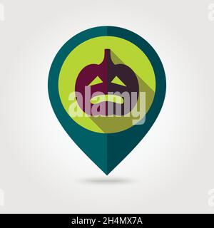 Halloween pumpkins mapping pin icon, vector illustration eps 10 Stock ...