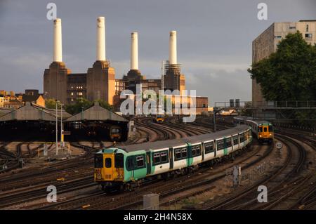 London Victoria Station railway sidings looking towards Battersea Power ...