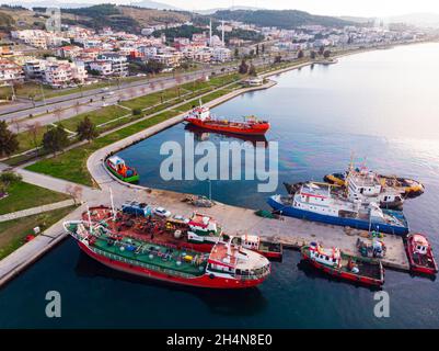 Top view of city of Aliaga. Turkey Stock Photo - Alamy