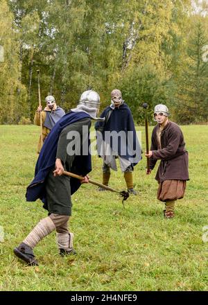 Restoration of the ancient battle on spears of Russian spearmen Stock ...