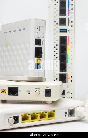 Digital communication, sending information digitally. Routers Stock ...