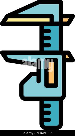 Screen caliper icon flat vector. Micrometer tool. Calliper instrument ...