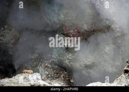 hot volcanic steam over river in furnas Stock Photo - Alamy