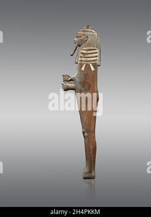 Egyptian Wood carvings of god Amset from a sarcophagus the "son of ...