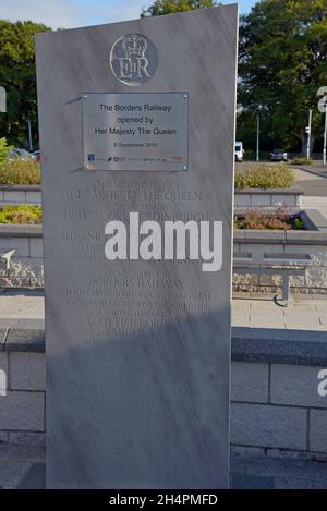 Scotrail Station sign at Tweedbank station, Borders Railway, Scotland ...