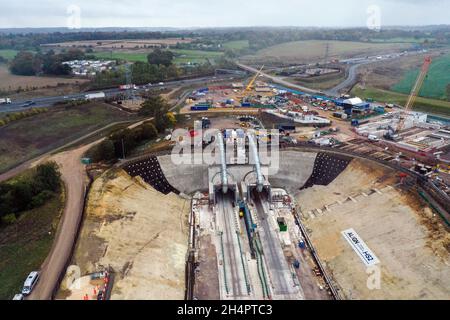 An aerial view of the entrance to the Chiltern Tunnels at the south ...