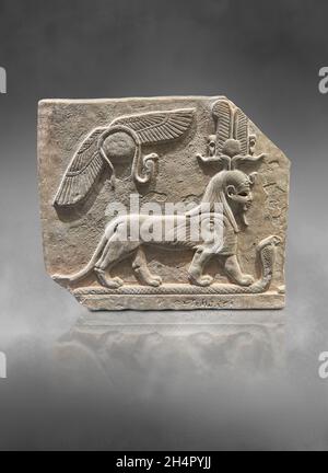 Egyptian bas relief scupture of the god Tutu trampling a cobre, 332-395 ...