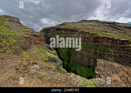 Part of Iceland s highest waterfall Iceland west Glymur waterfall ...