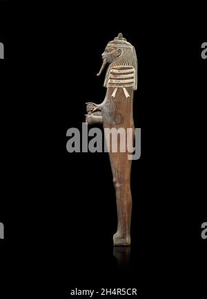 Egyptian Wood carvings of god Amset from a sarcophagus the "son of ...