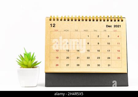 December 2021 Desk Calendar with copy space Stock Photo - Alamy