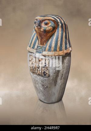 Ancient Egyptian canopic jar of Amon Padiouf depicting the falcon ...