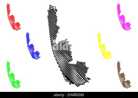 Alappuzha district (Kerala State, Republic of India) map vector ...