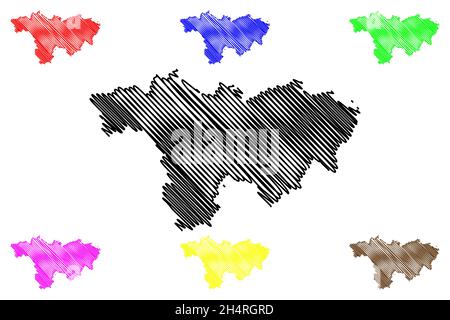 Aligarh district (Uttar Pradesh State, Republic of India) map vector ...