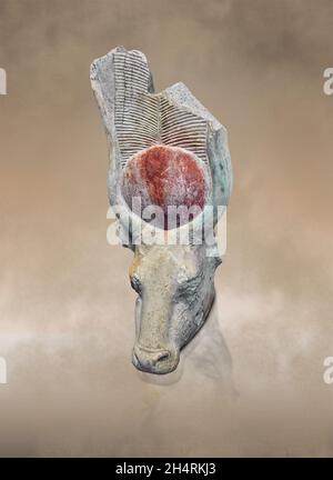 Egyptian statue sculpture of a cows head, the goddess Hathor, circa ...