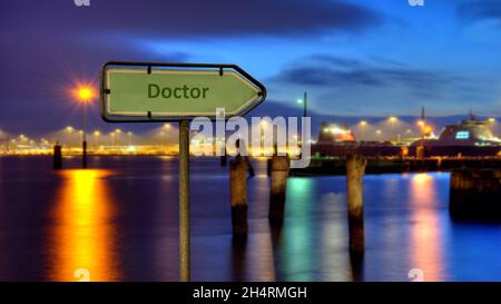 Street Sign the Direction Way to Doctor Stock Photo - Alamy