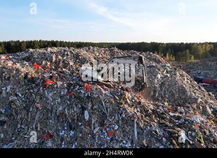 Landfill with Construction and Demolition waste (CDW). Trash disposal ...