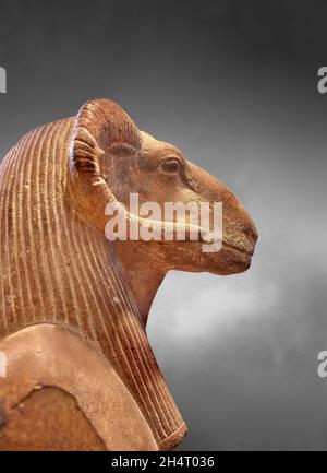 Sculpture of the Egyptian god Amun, with ram, exhibited in the ...