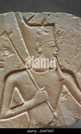 Ancient Egyptian temple relief panel of goddess Satis at Elephantine ...