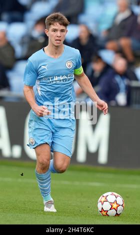 Manchester, England, 3rd November 2021. Finley Burns of Manchester City ...